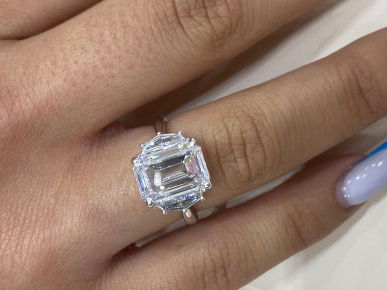 5 Carat Emerald Cut Diamond Engagement Ring GIA Certified F VS1 For ...