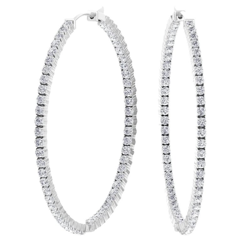 5 Carat Inside-Out Diamond Hoops in 14k White Gold For Sale at 1stDibs