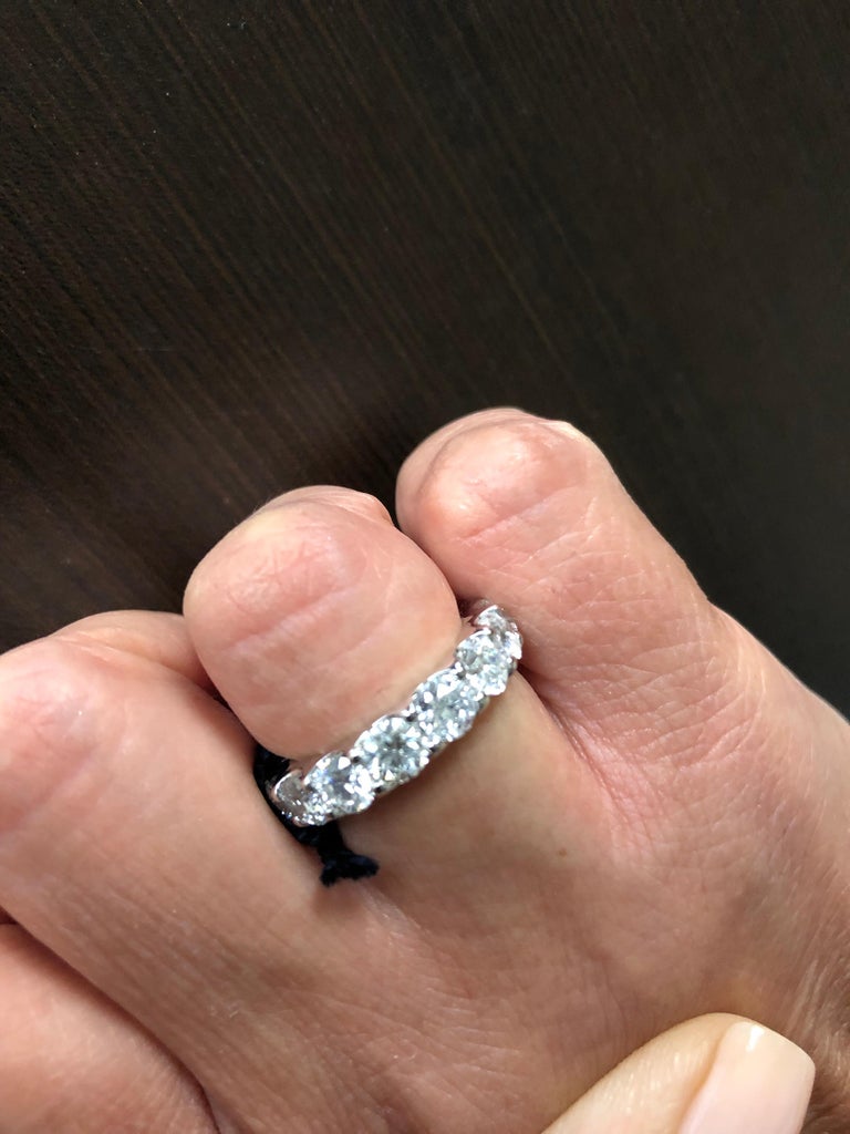 5 Carat Low Setting Diamond Eternity Ring 14 Karat For Sale at 1stDibs