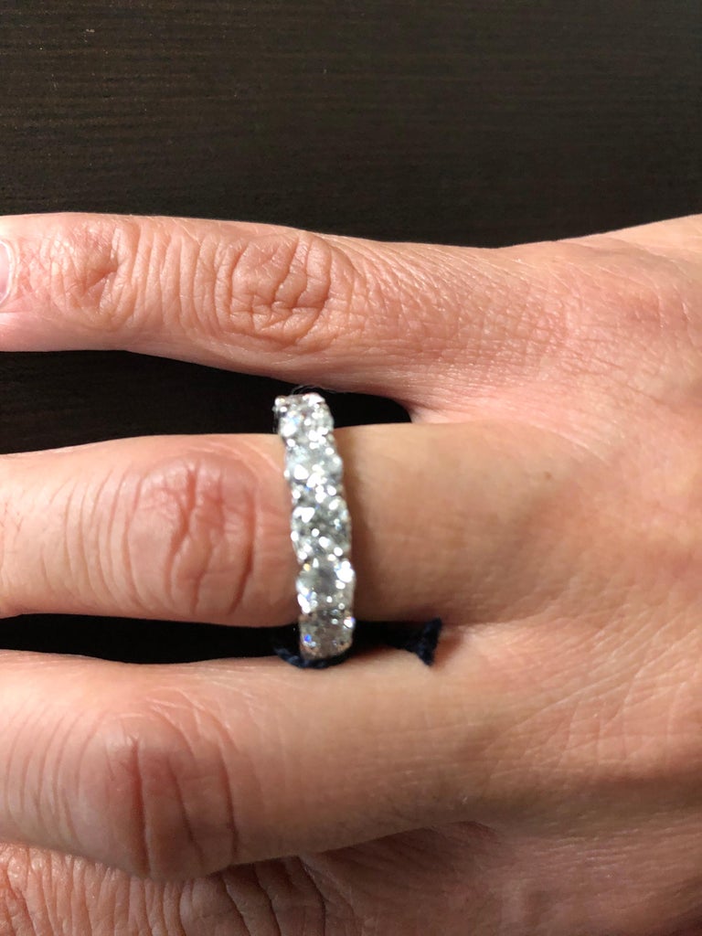 5 Carat Low Setting Diamond Eternity Ring 14 Karat For Sale at 1stDibs