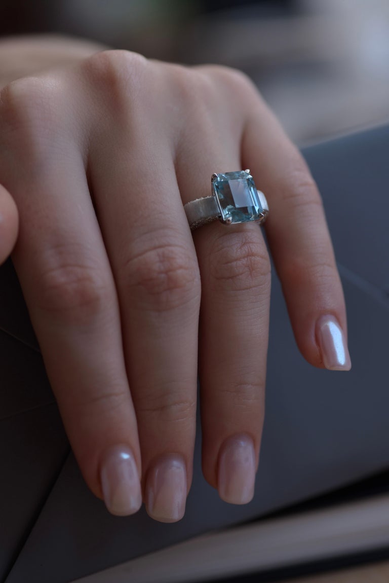 5 Carat Natural Aquamarine 18 Karat White Gold Diamonds Sahara ...