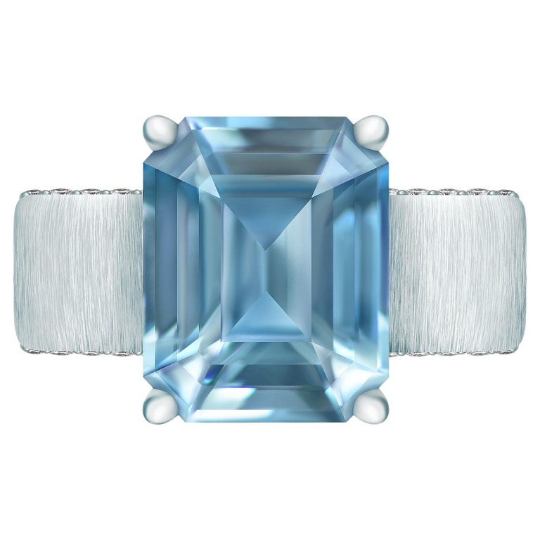 5 Carat Natural Aquamarine 18 Karat White Gold Diamonds Sahara ...