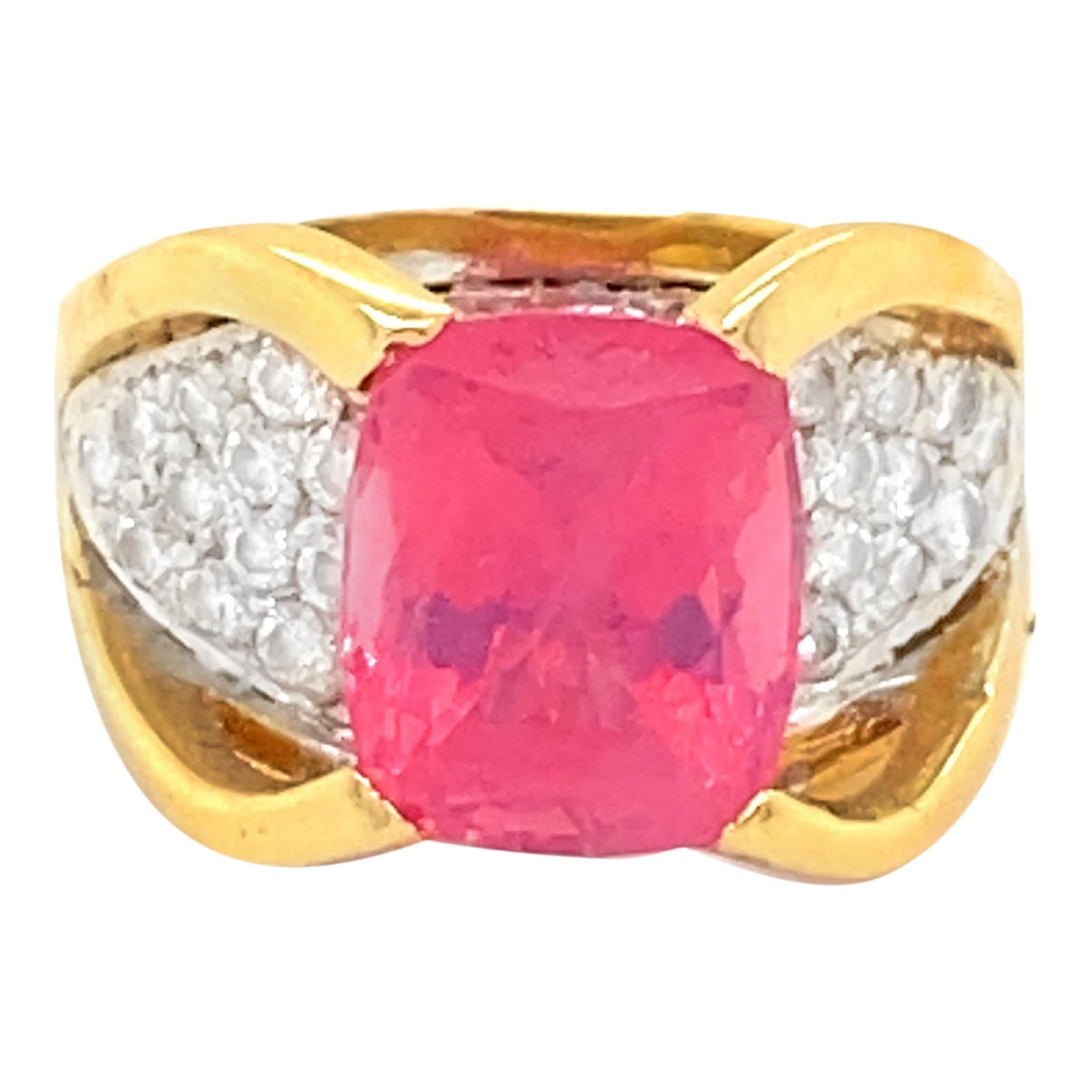 Pink Spinel Diamond Gold Ring For Sale at 1stDibs