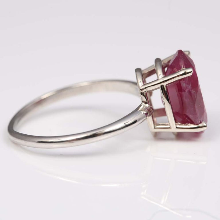 Customizable 5 Carat Ruby Engagement Ring, Minimalist Ruby Bridal Ring ...