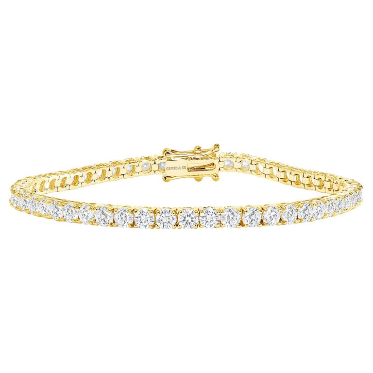 5 Carat Yellow Gold Diamond Tennis Bracelet, Natural Round Diamond Bracelet For Sale at 1stDibs