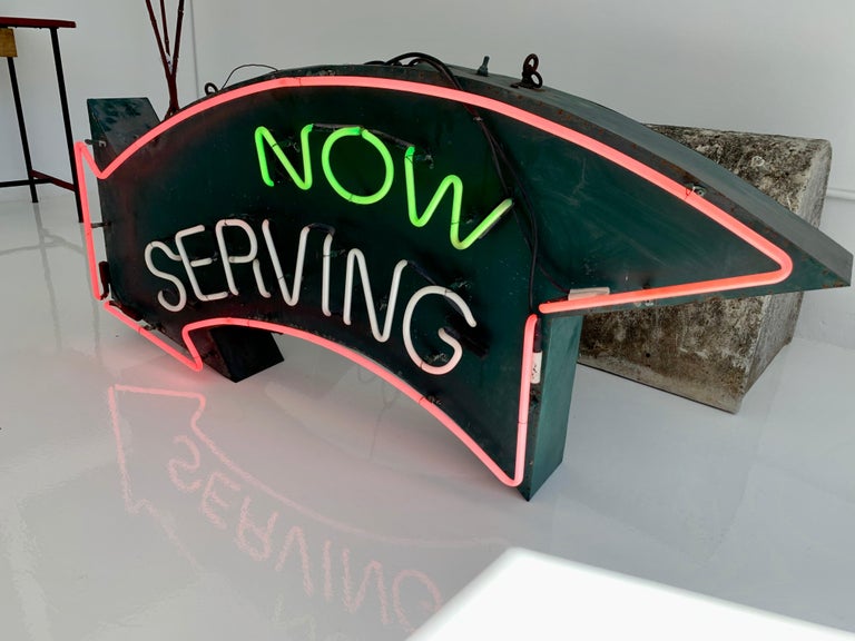 Neon NOW SERVING Sign at 1stDibs