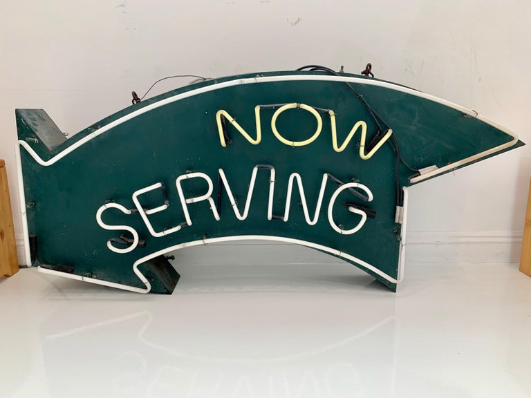 Neon NOW SERVING Sign at 1stDibs | now serving logo, now serving signs ...