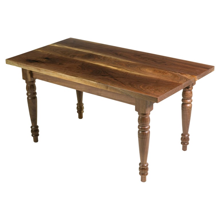 5 ft Solid Walnut Table w Turned Legs Satin Finish For Sale at 1stDibs