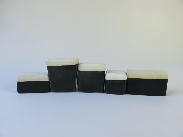 5 Glazed Black and White Stackable, Moveable Blocks For Sale at 1stDibs ...