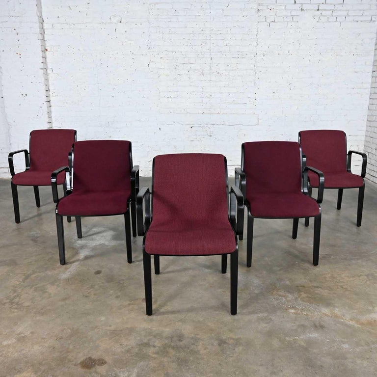 5 Knoll MCM Bentwood 1300 Series Dining Chairs Maroon and Black by Bill ...