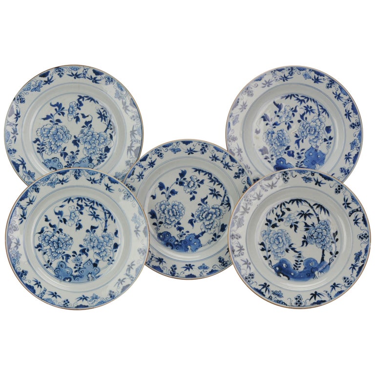 #5 Large Antique Chinese Porcelain Kangxi Period Blue White Dinner ...