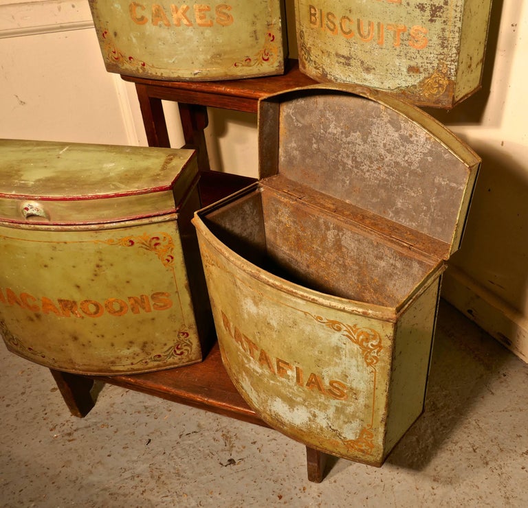 Five Large Victorian Baker’s Shop Tins, Toleware Biscuit Canisters at ...