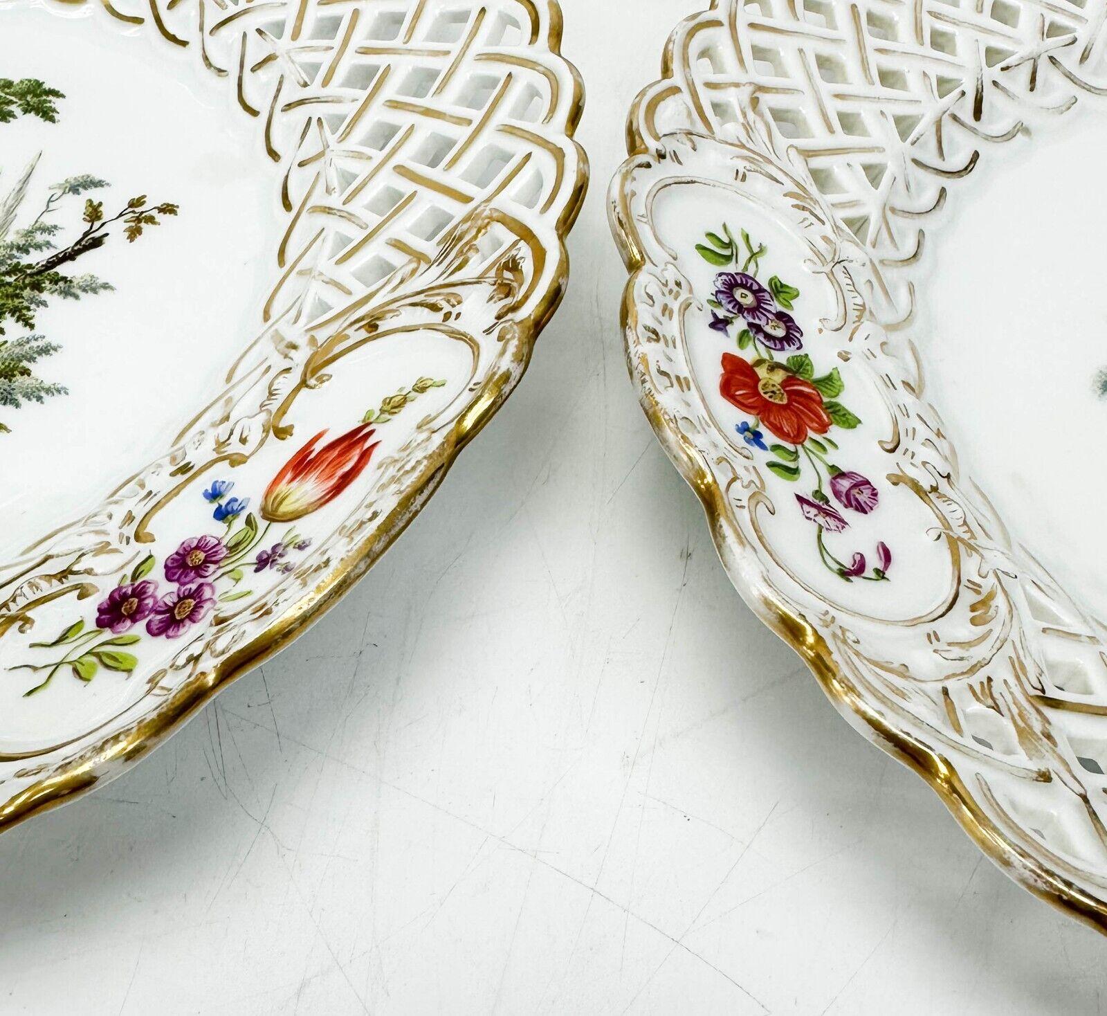 5 Meissen Germany Hand Painted Reticulated Porcelain Plates Courting ...