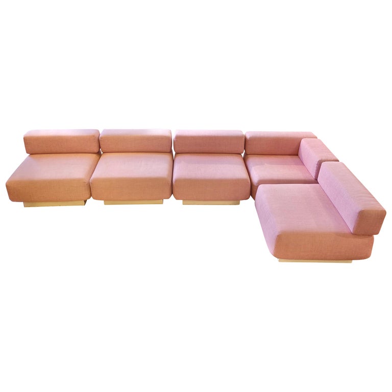 5-Piece Pink Sectional Sofa For Sale at 1stDibs