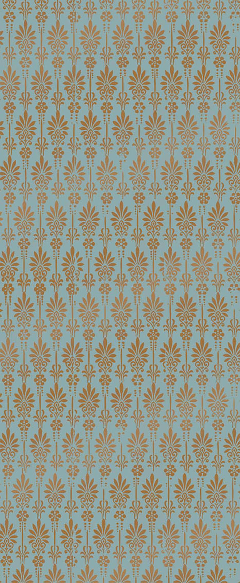 5 rolls of Gold on Sky Blue Zuber wallpaper For Sale at 1stDibs