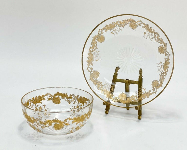 5 Saint Louis France Massenet Clear Gold Encrusted Finger Bowls and ...