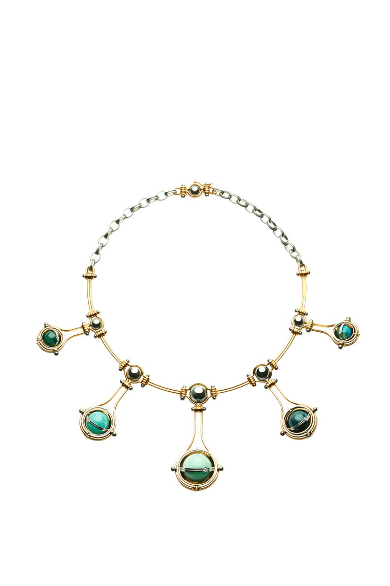 Diamonds 5 Spheres Pendant Necklace in 18k yellow gold by Elie Top For ...