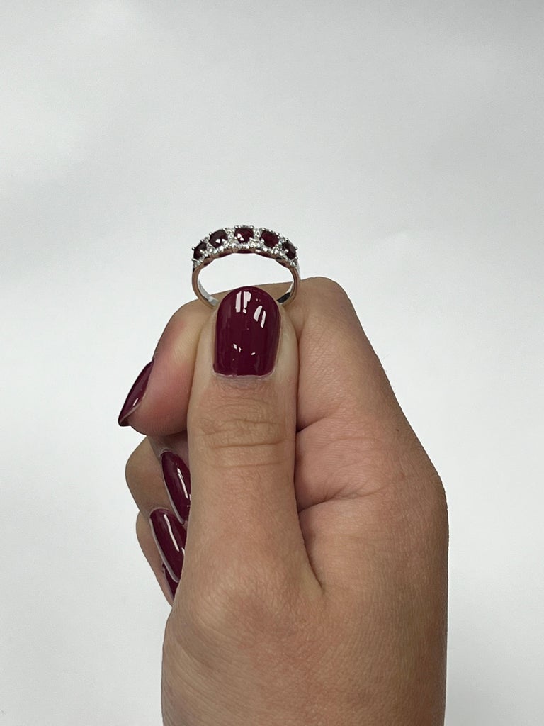 5 Stone Diamond and Ruby Band For Sale at 1stDibs