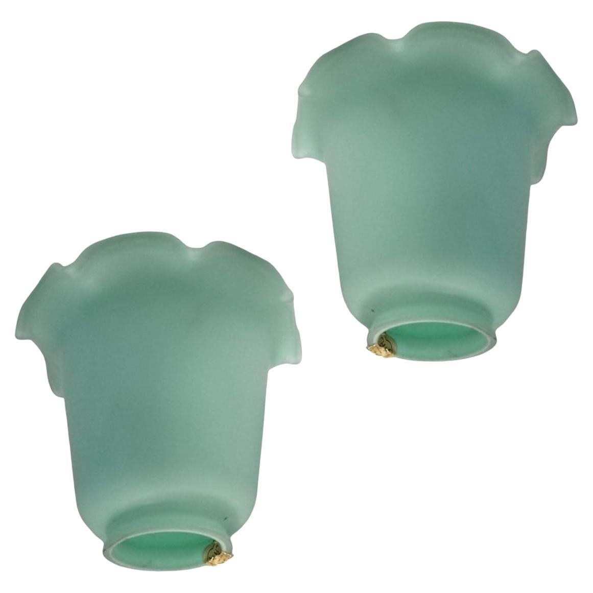 5" Tall French Vivanne Art Nouveau Mint Green Bell Glass Globes For ...