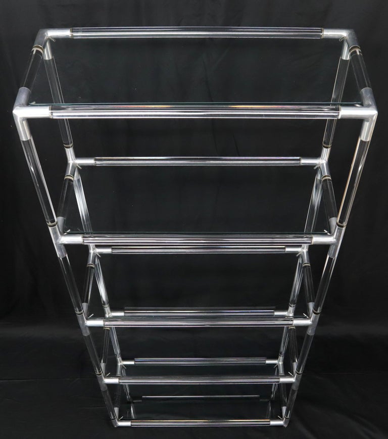 5-Tier Lucite and Glass Mid-Century Modern Étagère Shelf Wall Unit For ...