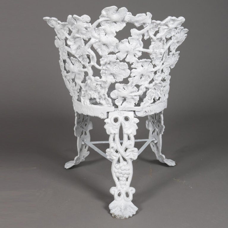 5 Victorian White Painted Cast Iron Grape and Leaf Garden Chairs, 20th ...