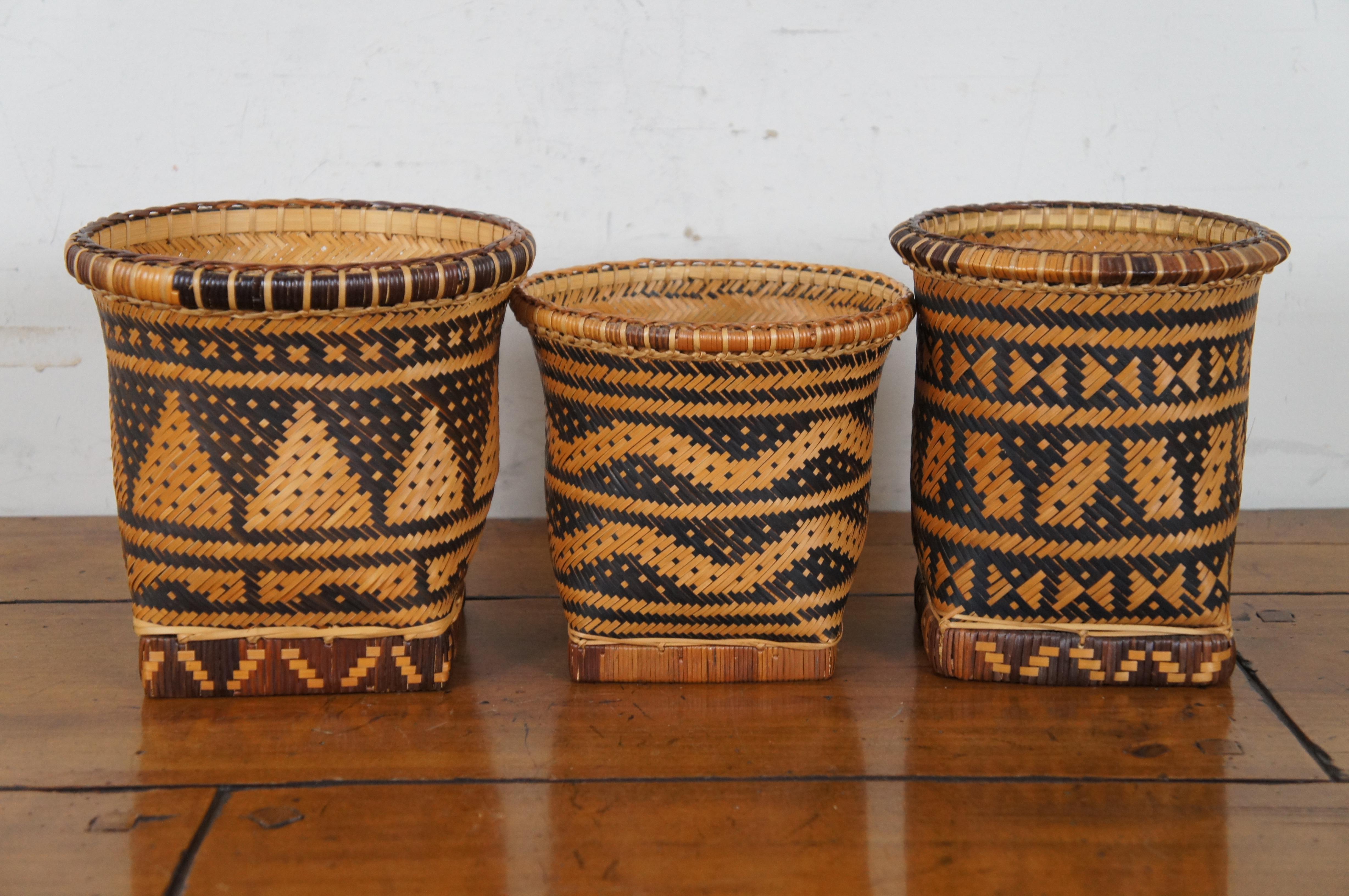 5 Vintage Brazilian South American Two Tone Harvest Baskets Bohemian ...