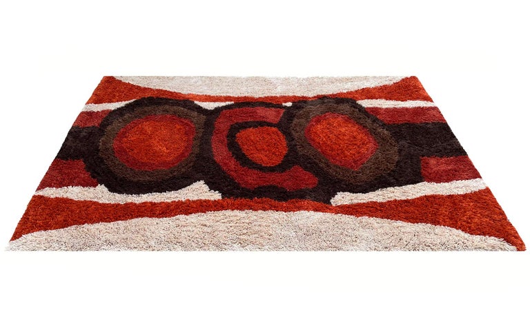 Mid Century Scandinavian Style Rya Area Shag Rug in Abstract Modern ...