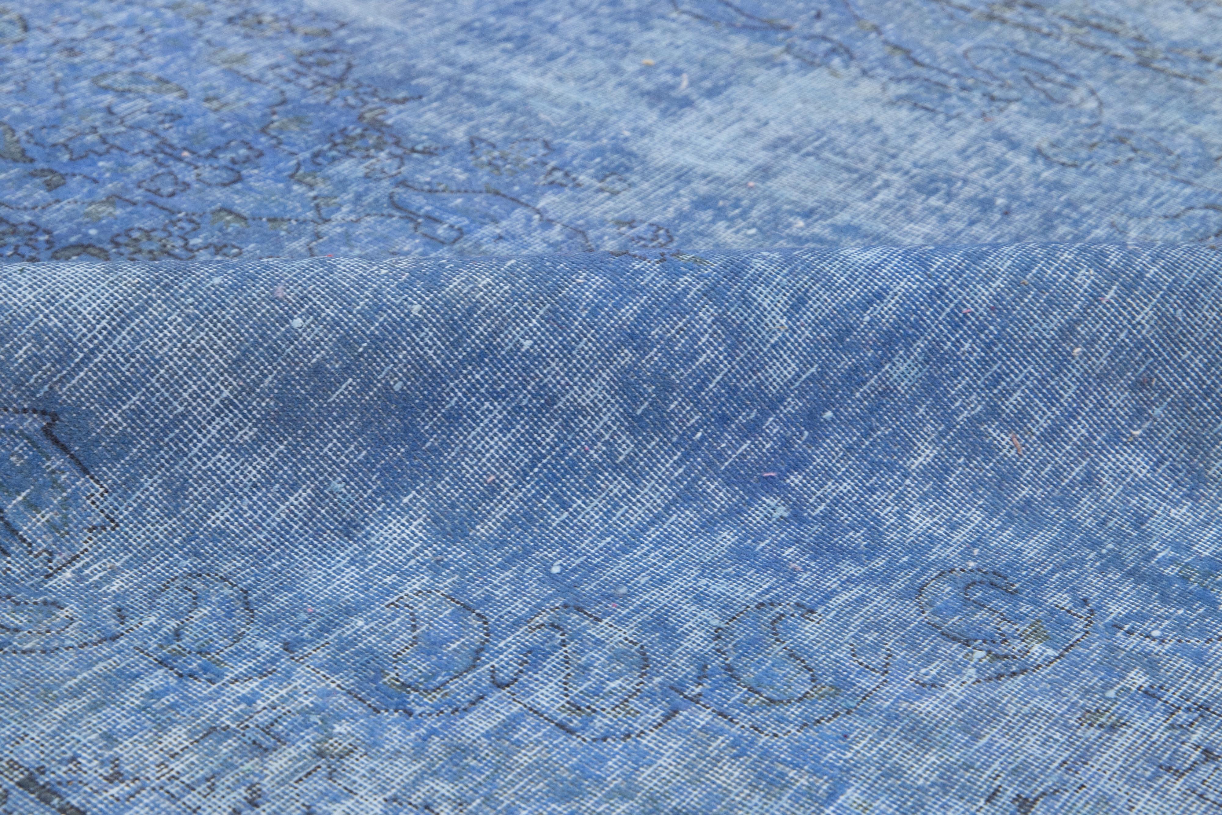 5 x 8 Designed Persian Overdyed Wool Rug In Light Blue For Sale at 1stDibs