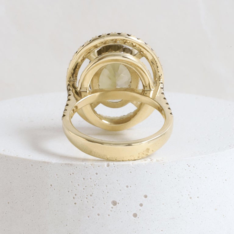 5.0 Carat Green Tourmaline and Canadian Diamond Double Halo Ring For ...