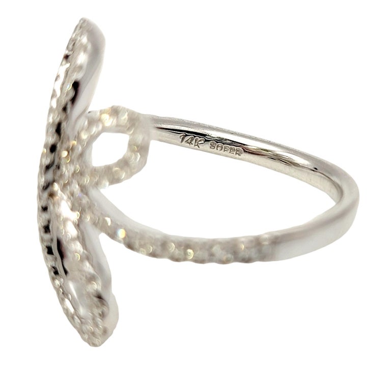 .50 Carat Total Round Brilliant Pave Diamond Open Loop Flower Ring in ...