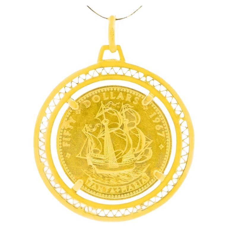 $50 Liberty 1 Ounce Gold Coin Pendant with Diamond Bezel at 1stDibs ...