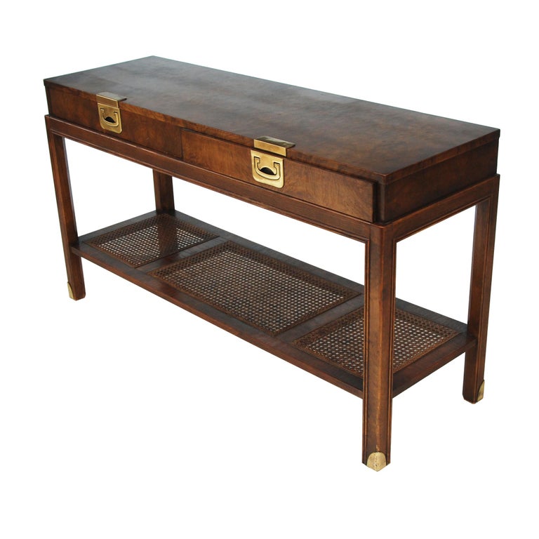Midcentury Burl Campaign Console at 1stDibs