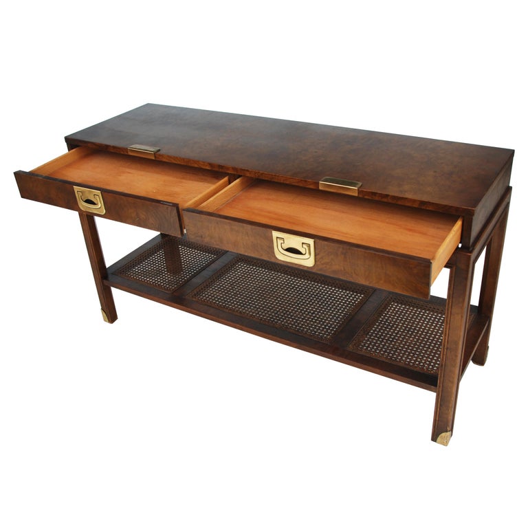 Midcentury Burl Campaign Console at 1stDibs