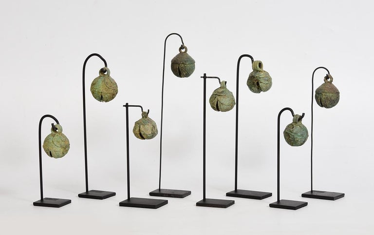 500 B.C, Dong Son, a Set of Antique Khmer Bronze Bells with Stand For ...