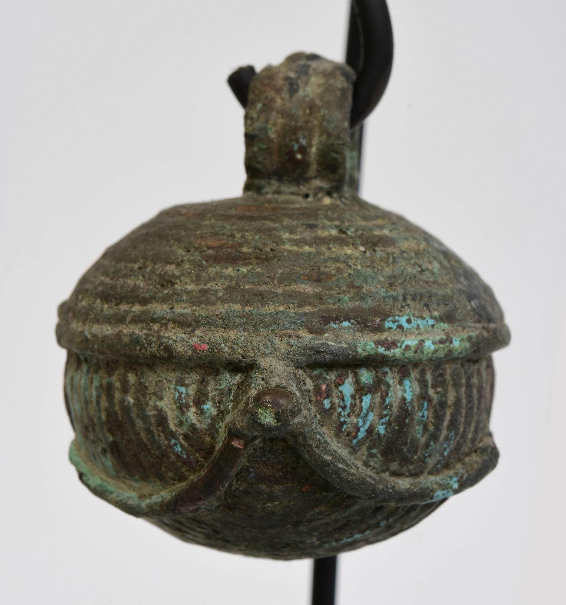 500 B.C., Dong Son, A Set of Antique Khmer Bronze Bells with Stand For ...