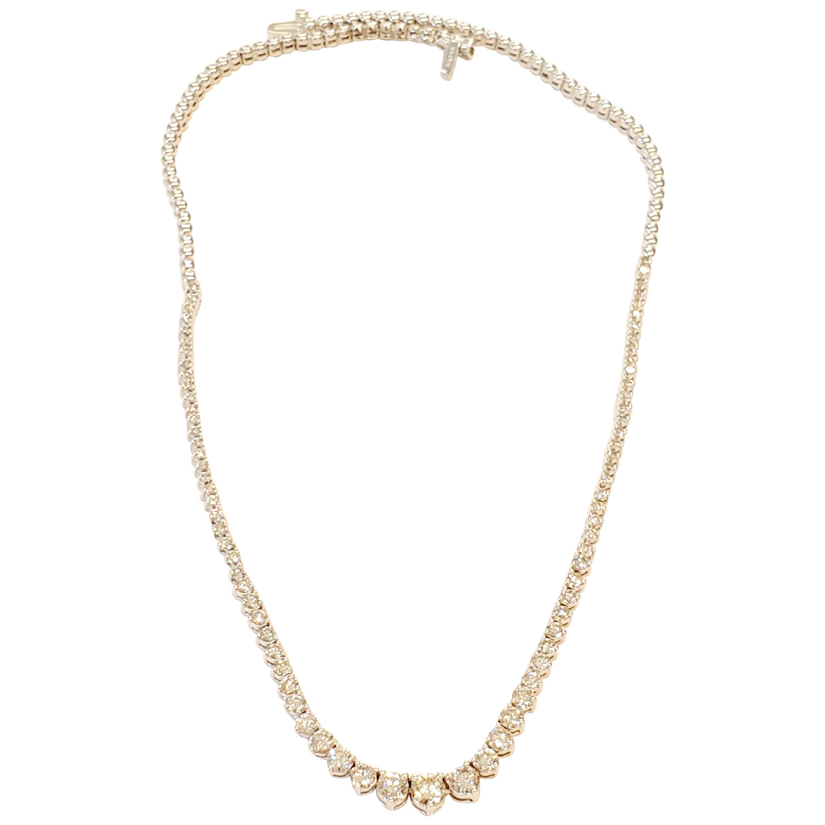 Round Diamond Riviera Cluster Necklace For Sale at 1stDibs