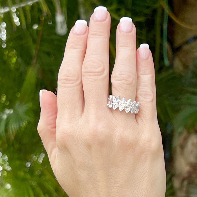 5.00 CTW Marquise Diamond Eternity Wedding Band Ring Tapered For Sale ...