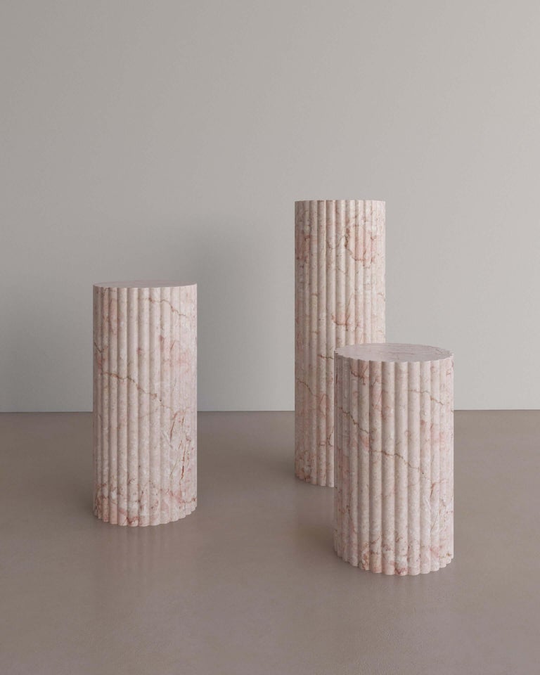 500mm Afshar Pink Marble Antica Pedestal by the Essentialist For Sale ...