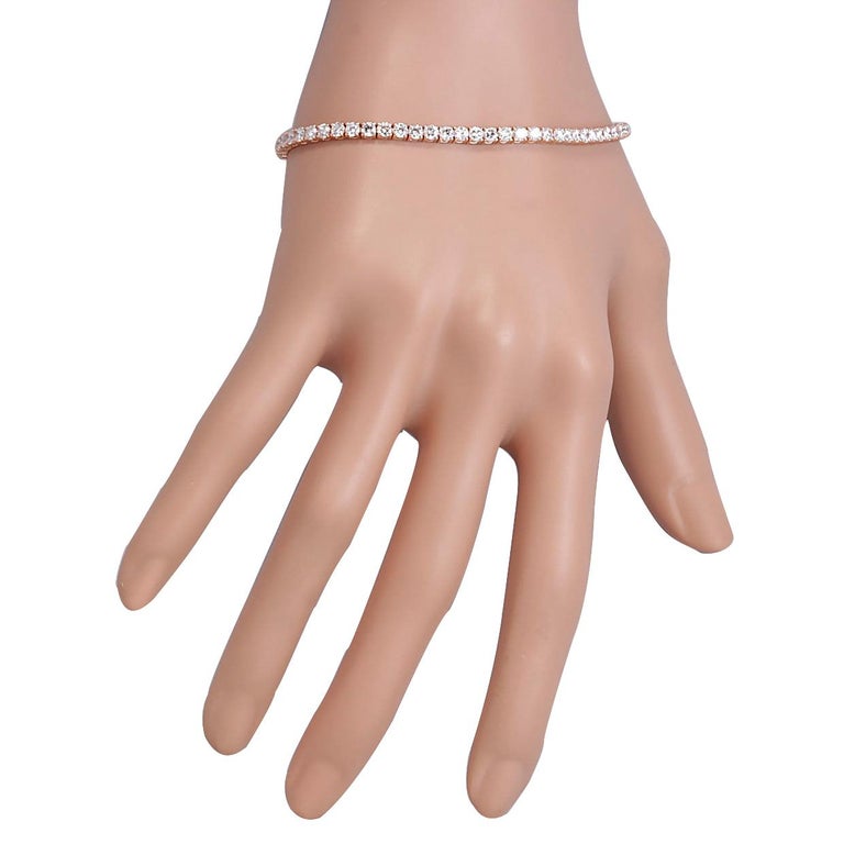5.01 Carat Natural Diamond 18 Karat Rose Gold Bracelet For Sale at 1stDibs