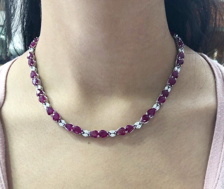 50.40 Carat Total Burmese Rubies, 4.20 Carat Diamonds in 18 Karat Gold ...