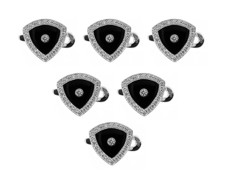 5.05 Carat Black Onyx and 1.13 Carat Diamond Shirt Buttons in 6-Piece ...
