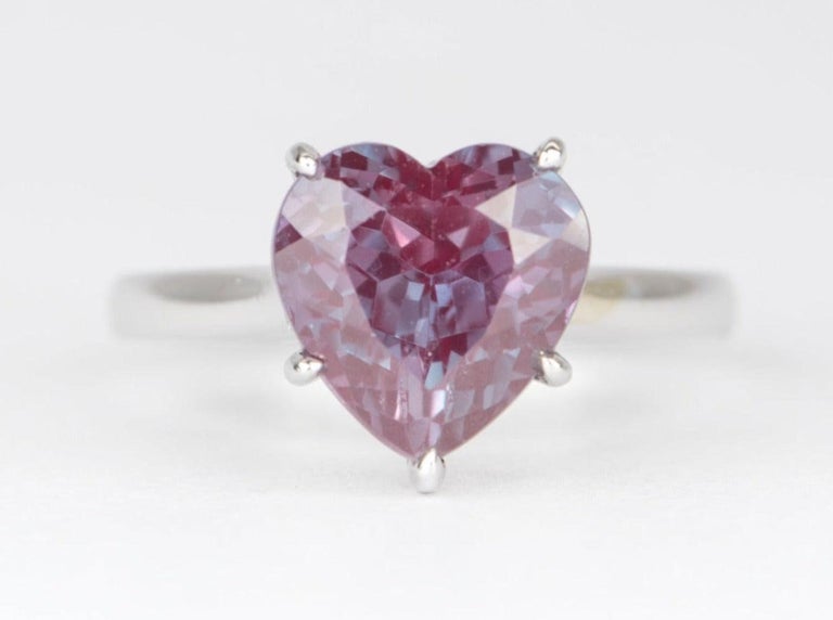 5.05ct Heart Shape Lab Alexandrite Hidden Halo Engagement Ring 14k ...