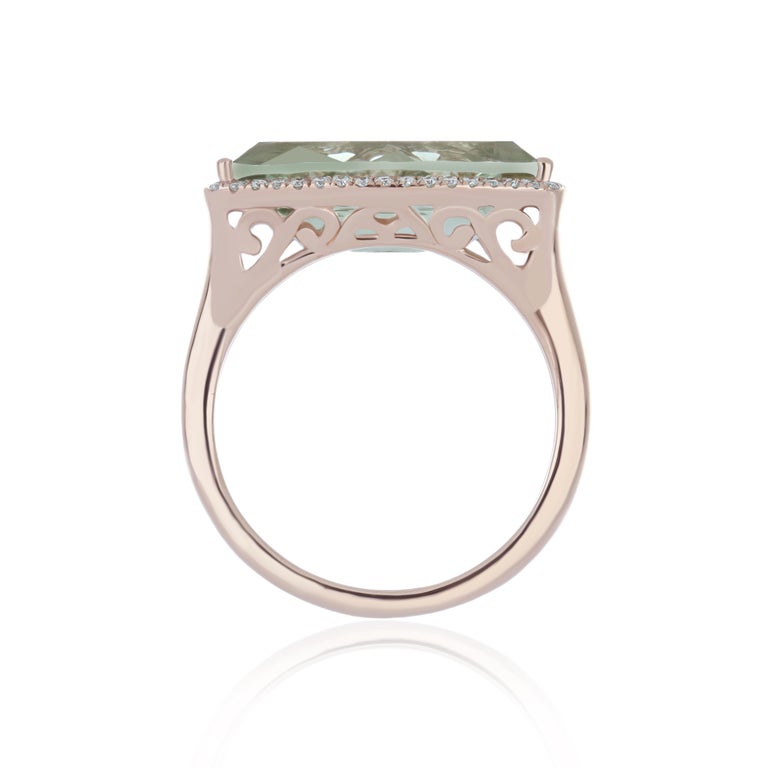 Customizable 5.05cts Mint Quartz and Diamond Ring in 14 Karat Rose Gold ...