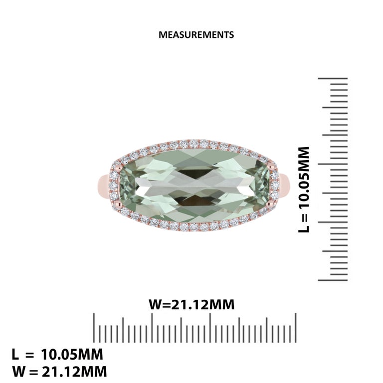 Customizable 5.05cts Mint Quartz and Diamond Ring in 14 Karat Rose Gold ...