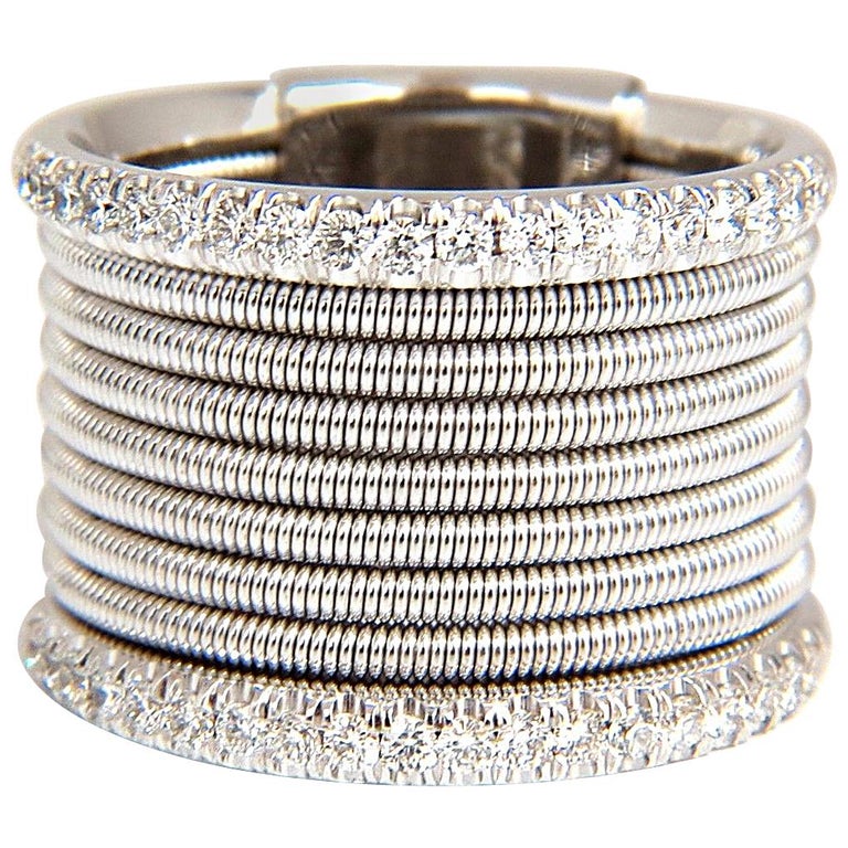 .50ct natural round bead set diamonds wide band 18kt coil wrap mod ...