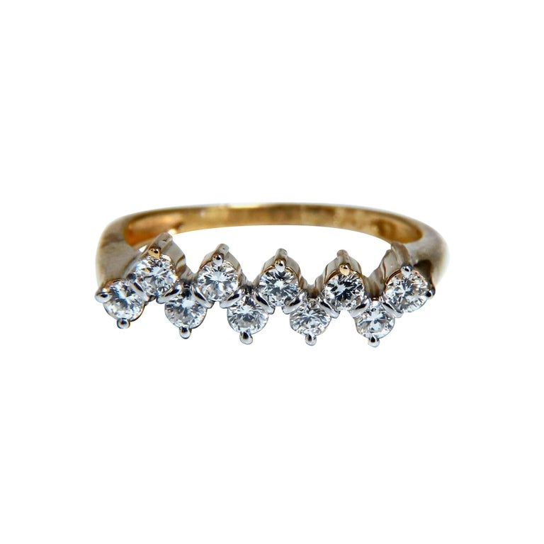.50ct Natural Staggered Lay Diamonds Flat Band 14kt For Sale at 1stDibs