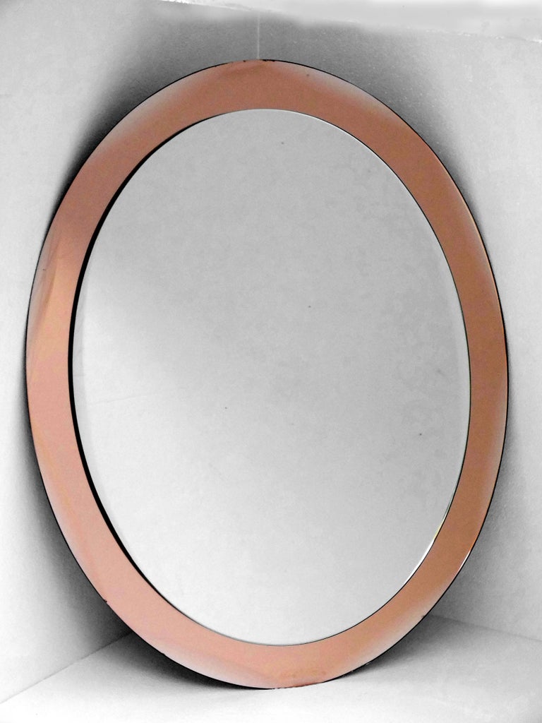 1950s Antonio Lupi Luxor Cristal Art Mirror in Rose / Copper For Sale ...