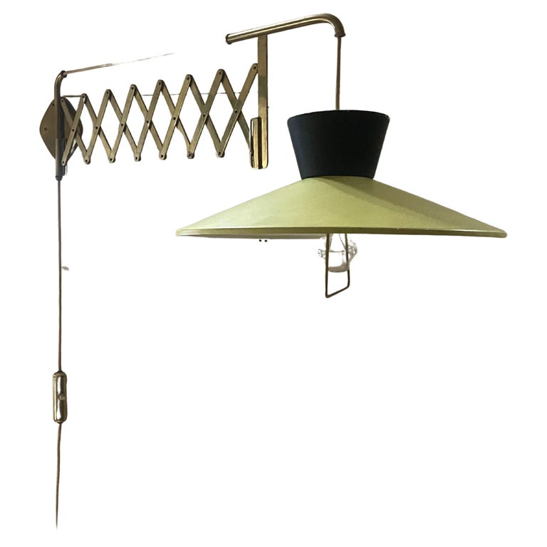 50s Brass Wall Lamp with Extensible Pantograph For Sale at 1stDibs