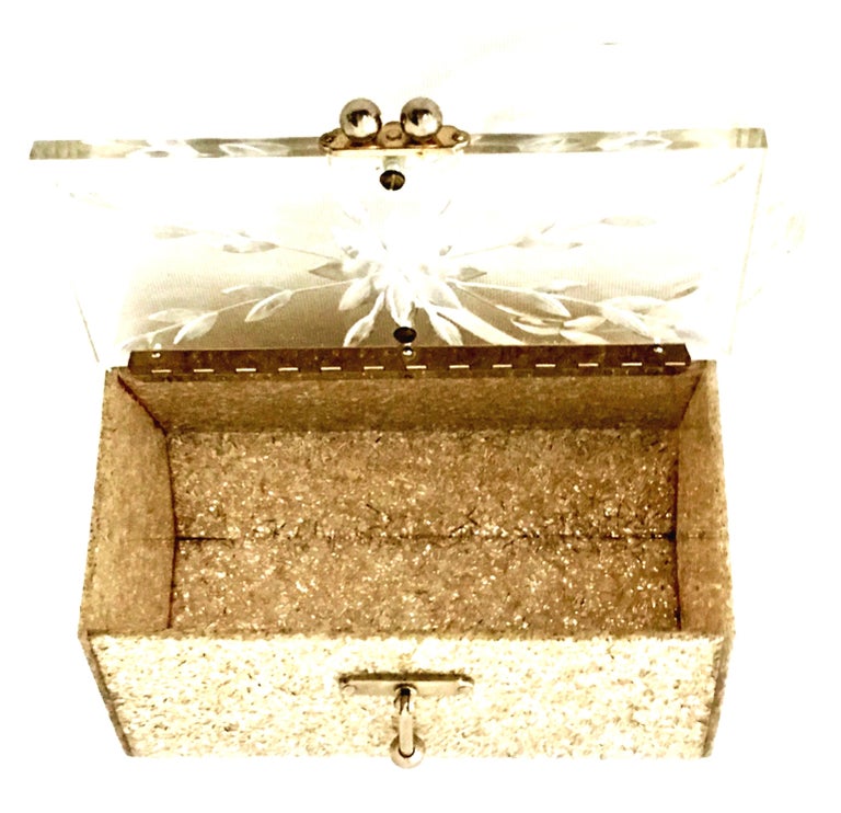 50'S Carved Lucite and Gold Confetti Box Wristlet Style Purse at 1stDibs