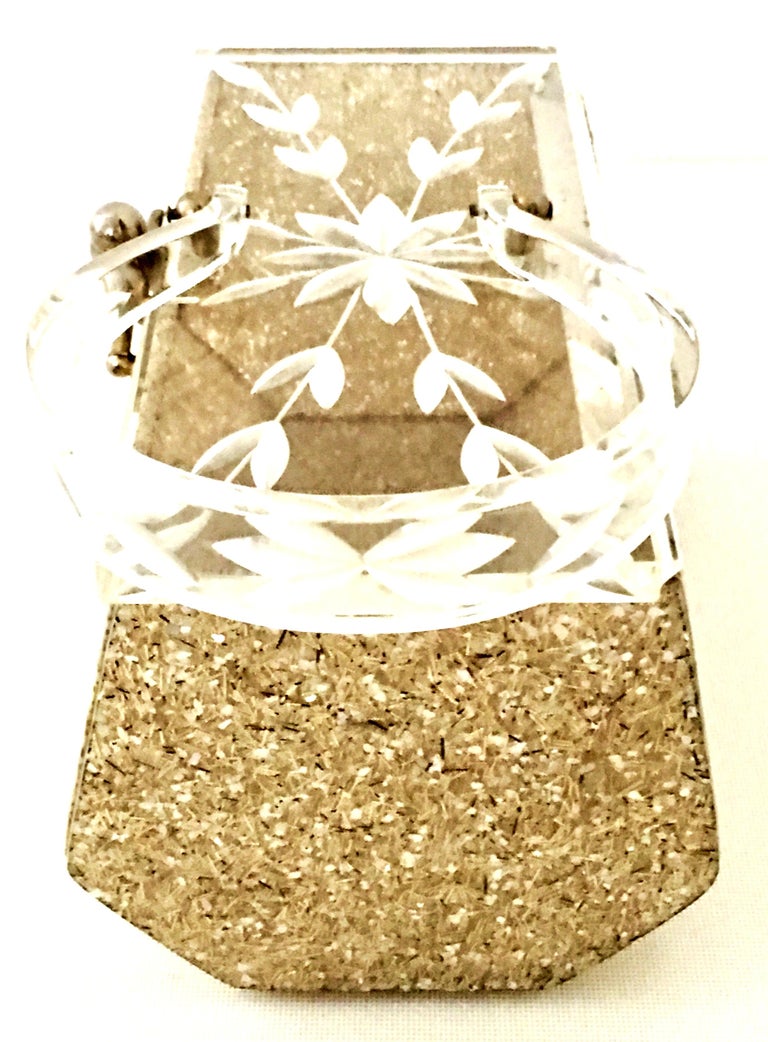 50'S Carved Lucite and Gold Confetti Box Wristlet Style Purse at 1stDibs